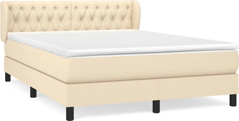 Box spring postel s matrací krémová 140x190 cm textil 3126482