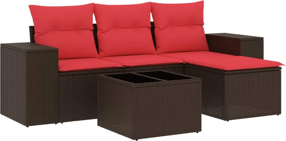 5dílná zahradní sedací souprava s polštáři hnědá polyratan 3222483