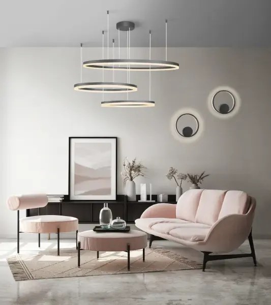 Moderní lustr Halo 120+100+80 CCT černá s dálkovým ovládáním