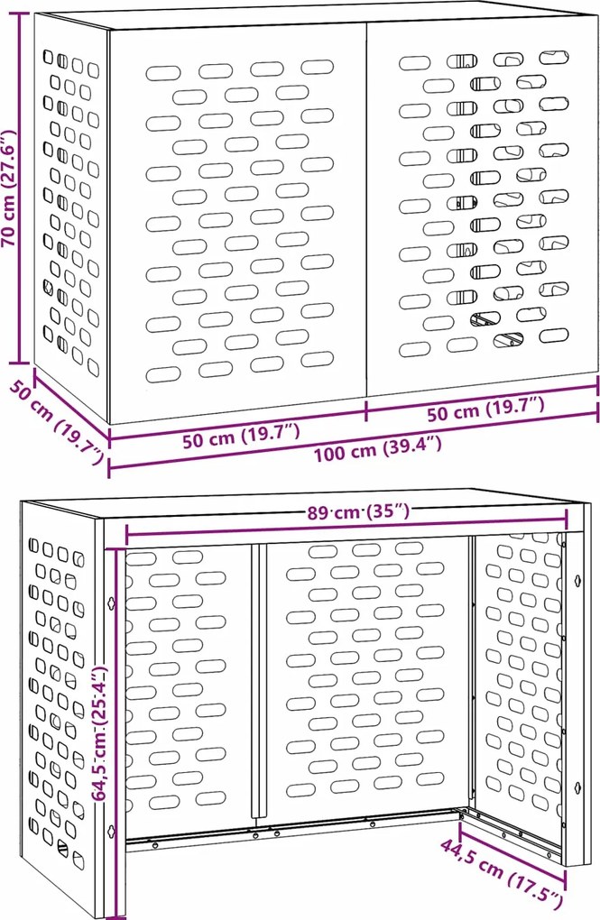 vidaXL Ochrana klimatizace Antracit 100 x 50 x 70 cm Ocel [865899]