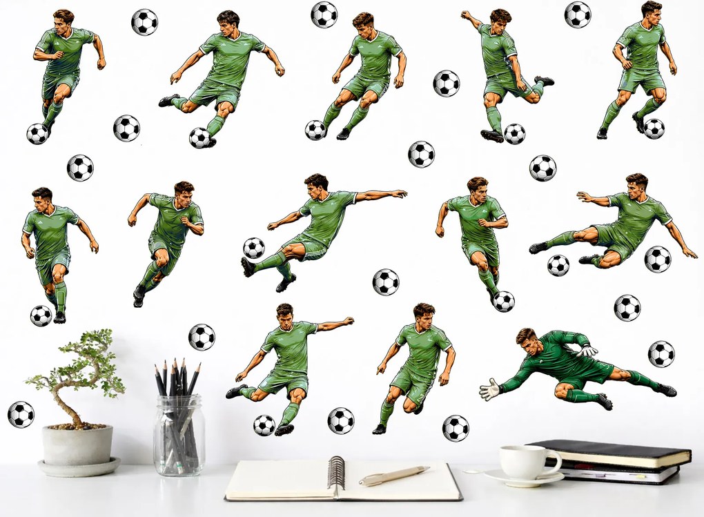 Sada fotbalistů barva na přání fotbalové samolepky na zeď arch 131 x 130 cm