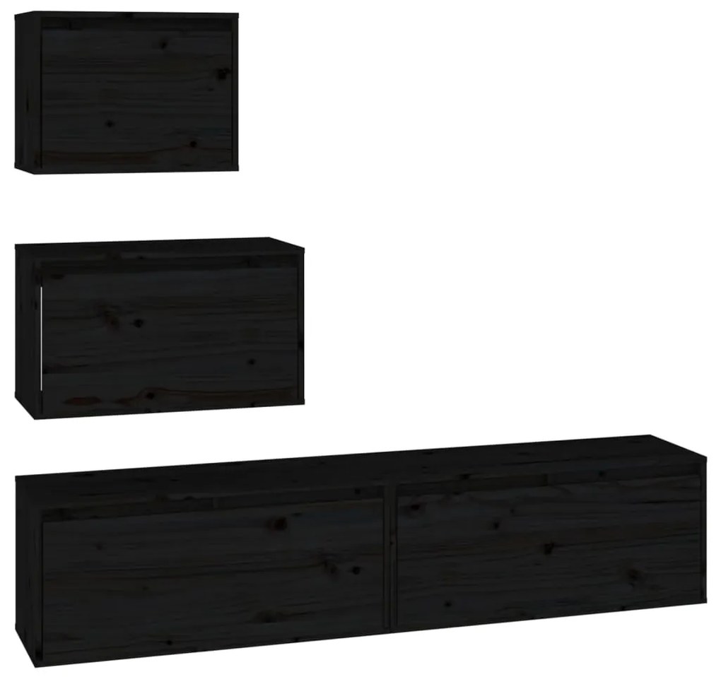 vidaXL TV skříňky 4 ks černé masivní borové dřevo