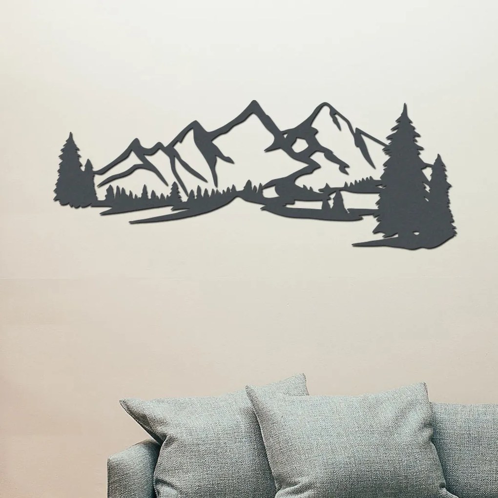 dřevo života Dřevěný obraz HORY Zvolte rozměr (cm): 60x22, Zvolte barvu dekoru: Antracitová