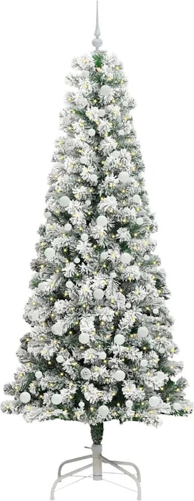 Umělý Skládací Vánoční Strom 300 LED Zelená a bílá 240 cm 3395616