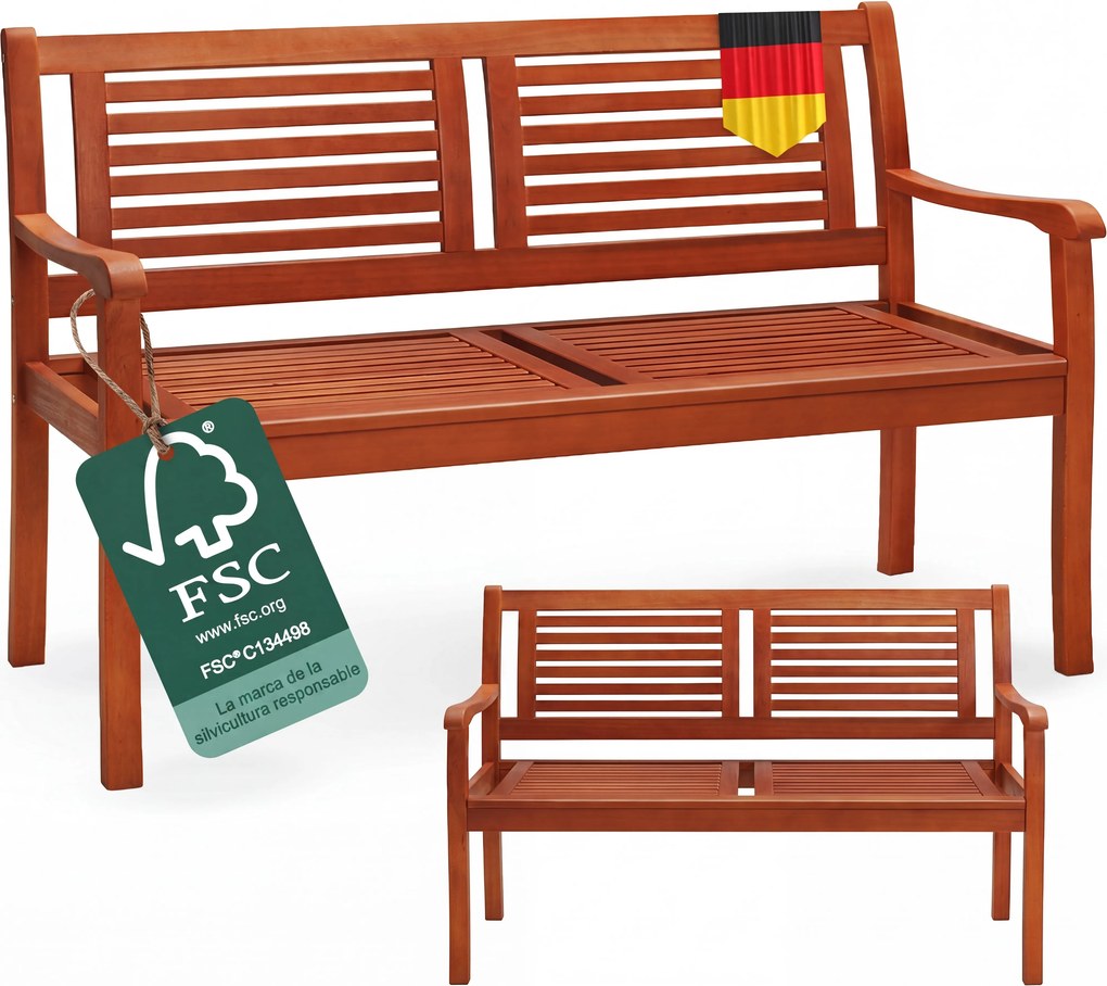 Zahradní lavice z eukalyptového dřeva 120x56x88cm certifikace FSC®