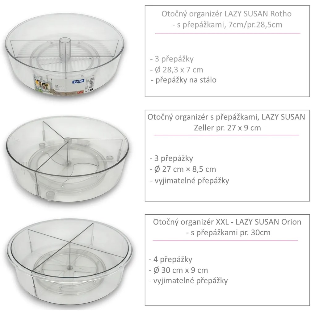 Otočný organizér LAZY SUSAN Orion - nízký 3,5cm /pr. 27cm