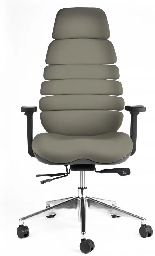 MERCURY STAR Kancelářská ergonomická židle SPINE s podhlavníkem — látka, nosnost 130 kg Tmavě šedá