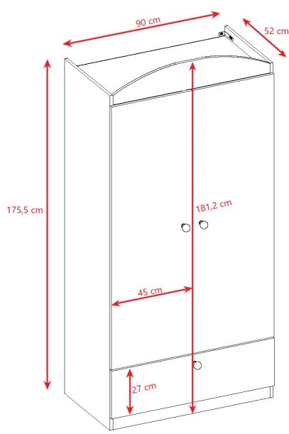 Dětská skříň Babydreams 90 cm bílá