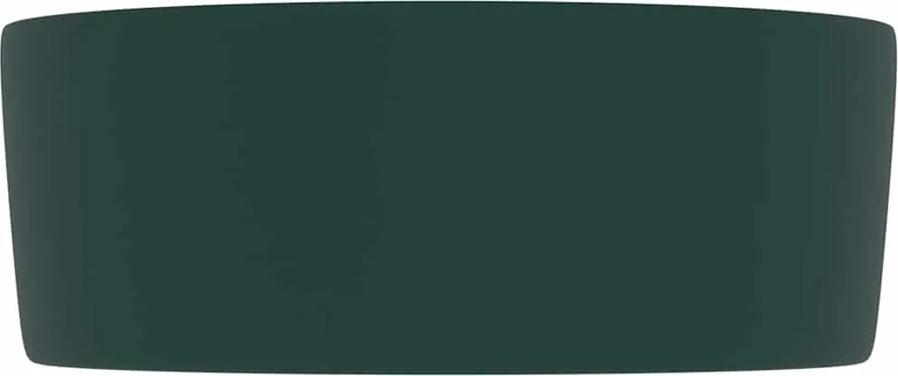 Luxusní umyvadlo kulaté matné tmavě zelené 40 x 15 cm keramické 147014