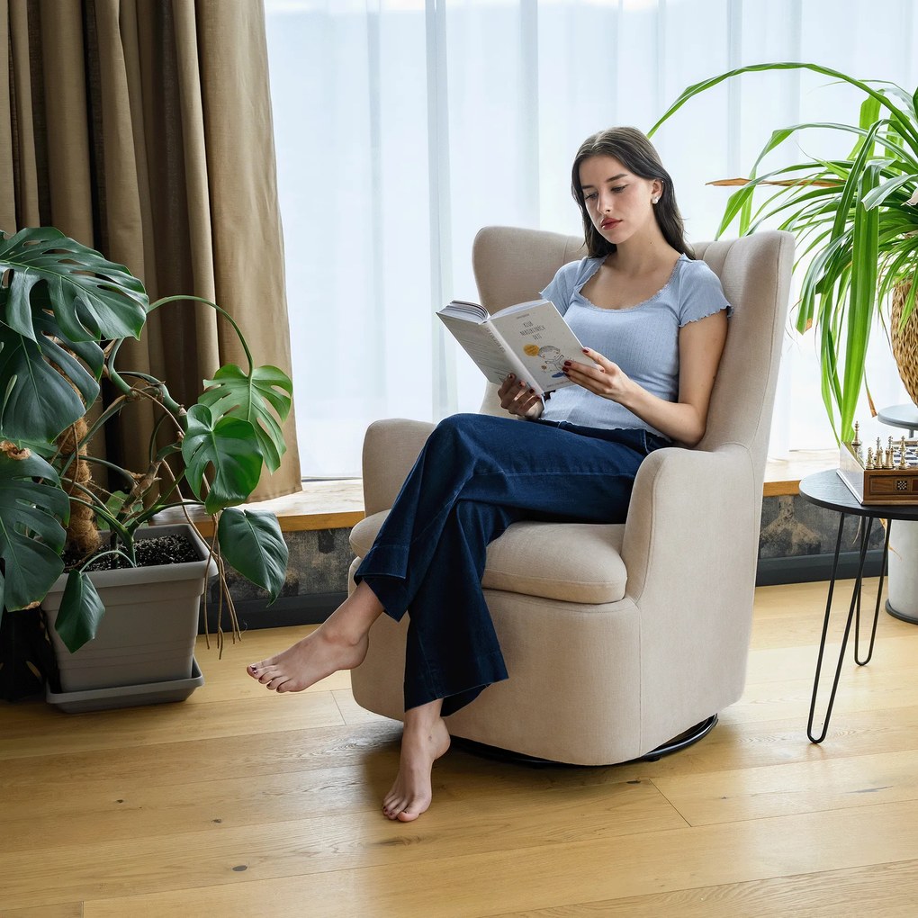 Relaxační otočné křeslo, šedobéžová, MAREN