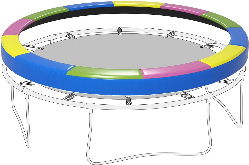 SPORTNOW Skládací a Přenosná Krycí Plachta na Trampolínu Ø366x30 cm, Ochrana Trampolíny do Zahrady z Plastu, PE a EPE Pěny, Multibarevná | Aosom