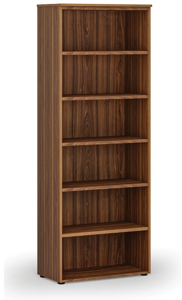 Kancelářský regál PRIMO WOOD, 800 x 420 x 2128 mm, ořech