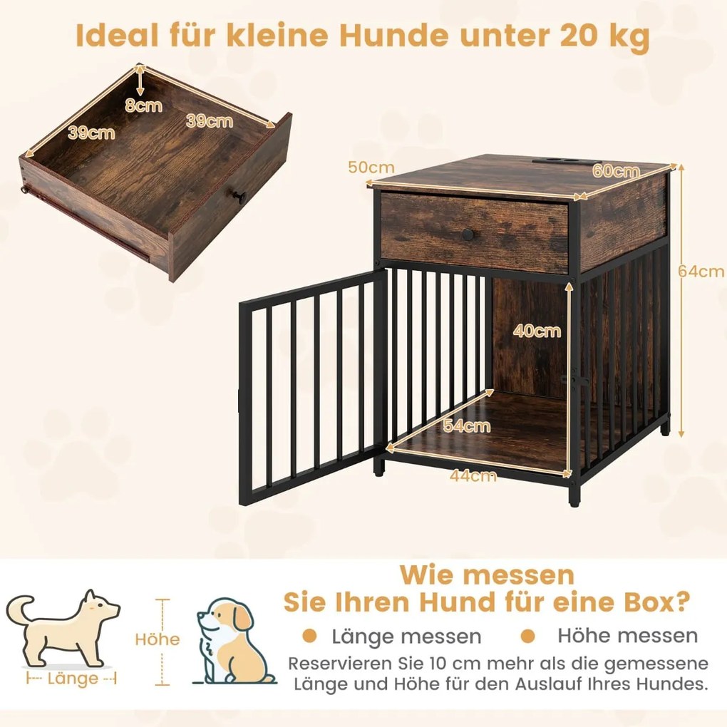 Costway Nábytek do klece pro psy Box pro psy do domácnosti s dvířky nabíjecí