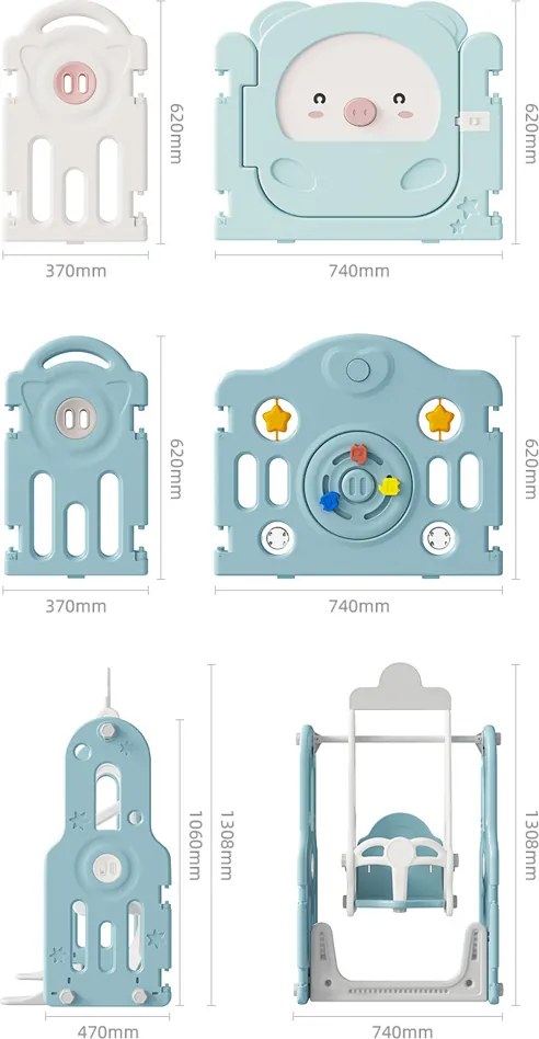 Dětská plastová ohrádka s příslušenstvím inSPORTline Piglino 178x184 cm růžová