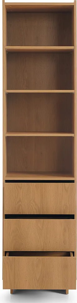 Regál YASUMI R50 | s policemi a zásuvkami | 50 cm | dub karamel