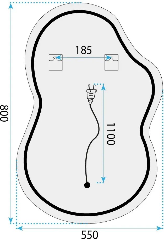 Tutumi Zrcadlo 80x55 cm s vyhříváním a regulovatelným LED osvětlením HOM-01515