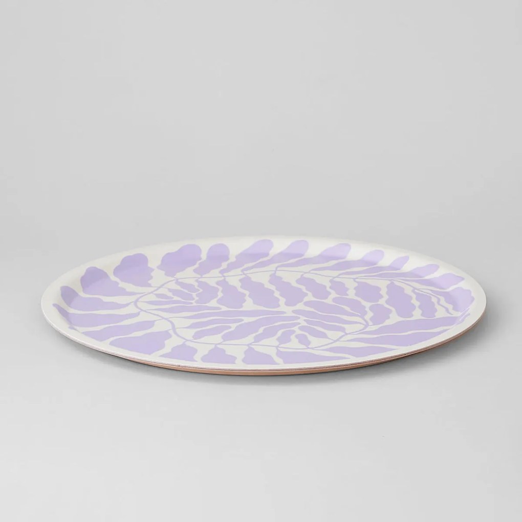 Wrap Ilustrovaný tác dřevěný Art Trays by Linnéa Andersson kulatý fialový