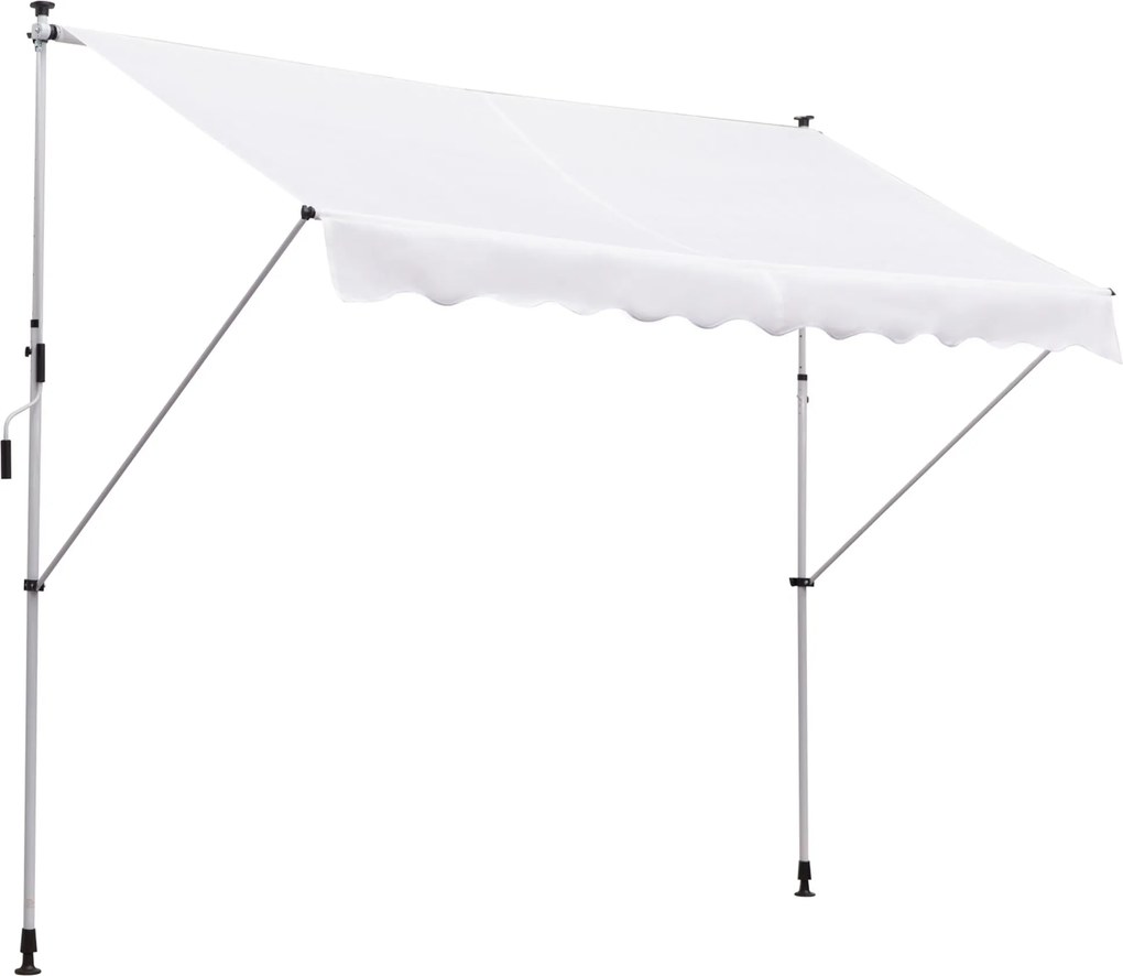 Outsunny Retractable Manual Awning 300x150x170-280 cm - Balkónová Markýza s Nastavitelnou Výškou a Ochrannou Proti Slunci pro Terasu a Zahradu | Aosom