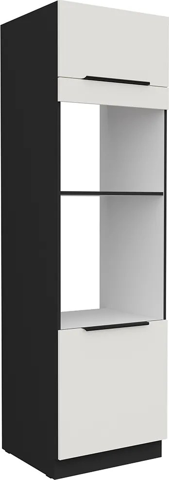 ARIA wb | vysoká skříňka 60 DPM-210 2F na vestavnou troubu a mikrovlnku | 60 cm | ANTI FINGERPRINT povrch | černá/bílá
