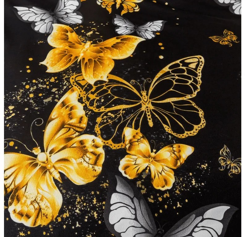Povlečení z mikrovlákna GOLD BUTTERFLY černé Rozměr povlečení: 2 ks 70 x 90 cm | 200 x 220 cm
