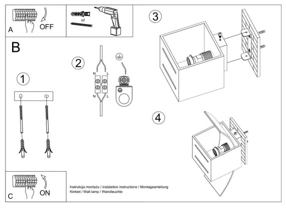 Sollux SL.0201 - Nástěnné svítidlo LORETO 1xG9/40W/230V černá