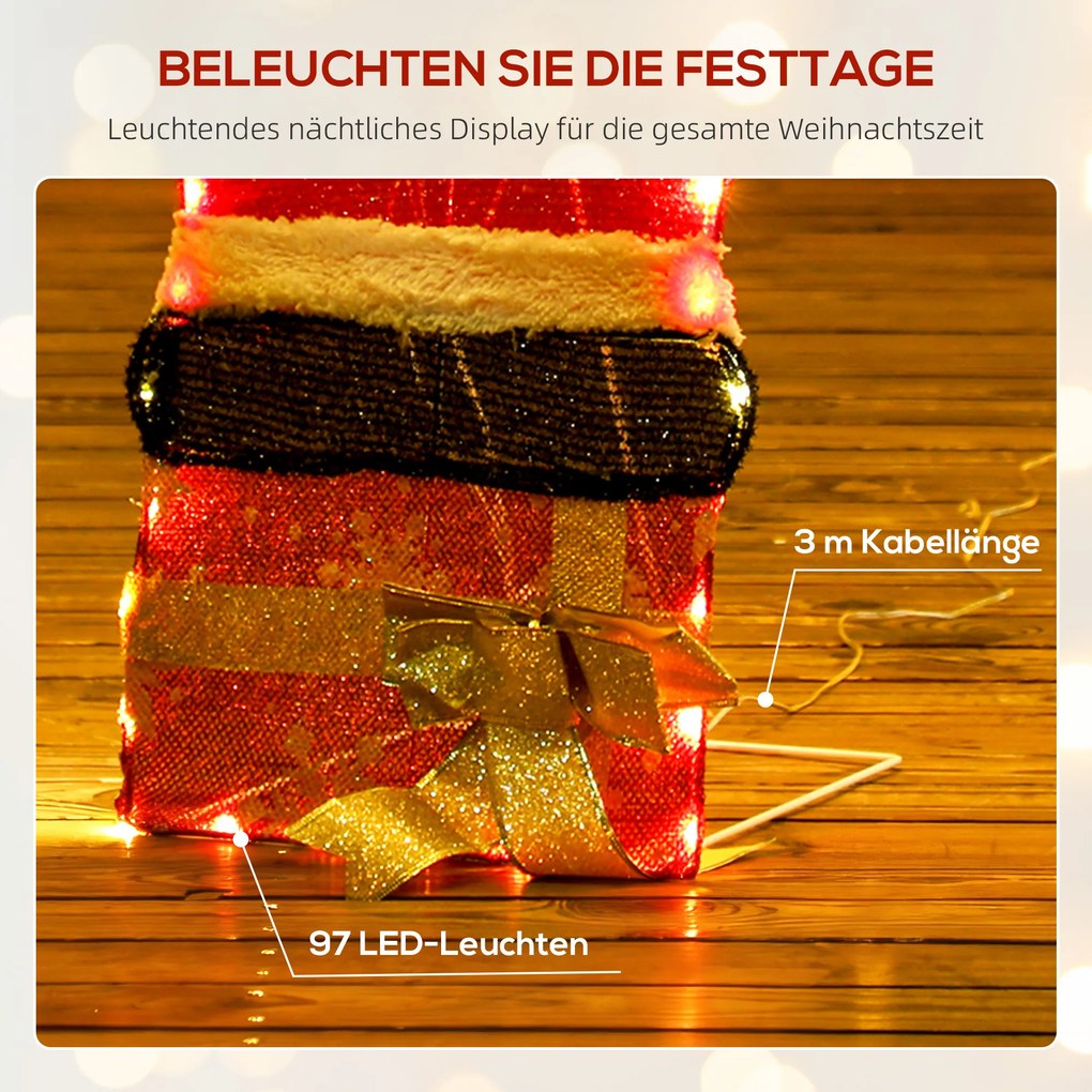 Outsunny 97 LED vánoční dekorace, Vánoce Santa Claus v teplé bílé, ocelový rám, vícebarevná