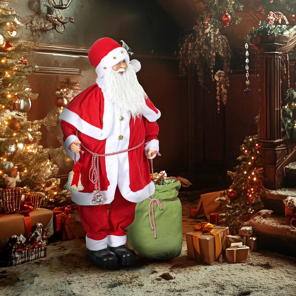 HOMCOM Postava Santa Clause, pohyblivá, se senzorickým zvukem, smích & hudba, 140 cm, červená