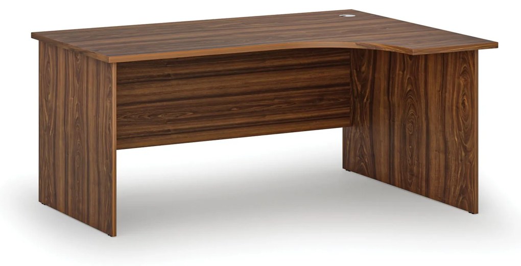 Rohový kancelářský psací stůl PRIMO WOOD, 160x120 cm, pravý, ořech