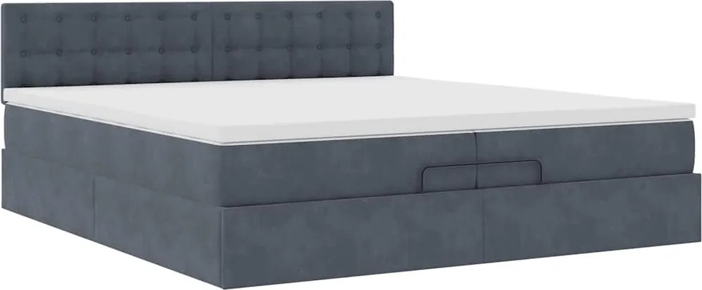Osmanský rám postele s matrací tmavě šedý 200x200cm samet 3312789