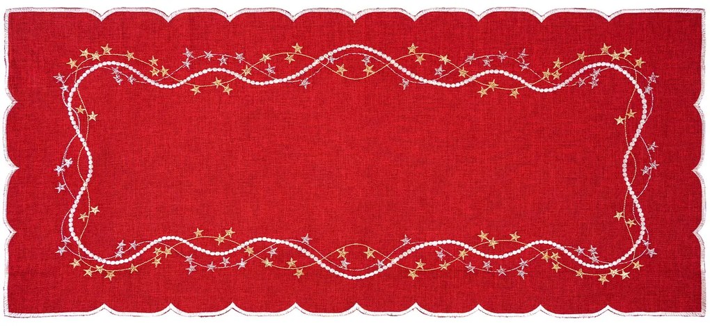 Forbyt Vánoční ubrus Hvězdičky červená, 40 x 90 cm