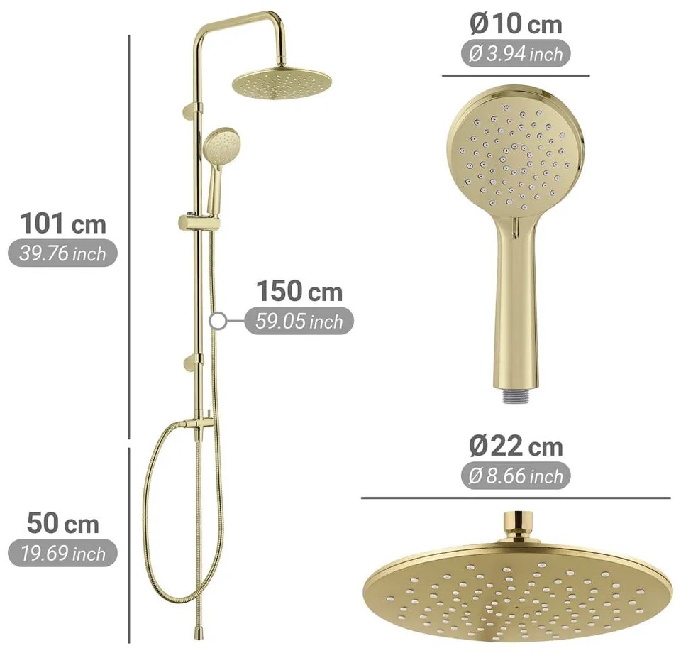 Sprchový set z nerezové oceli v matně zlaté barvě 101 cm Young Line – Wenko