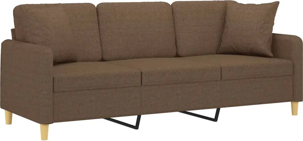 3místná pohovka s polštáři hnědá 180 cm textil 3200920