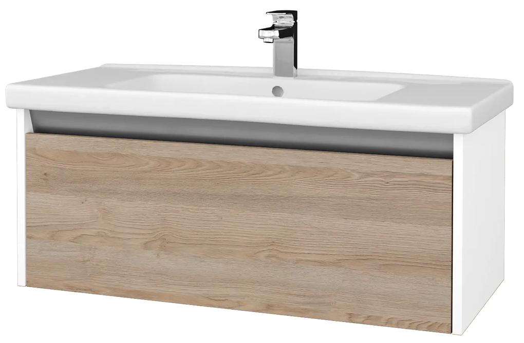 Dřevojas Koupelnová skříň BONO SZZ 100 (umyvadlo Harmonia) Varianta: N01 Bílá lesk / N07 Stone