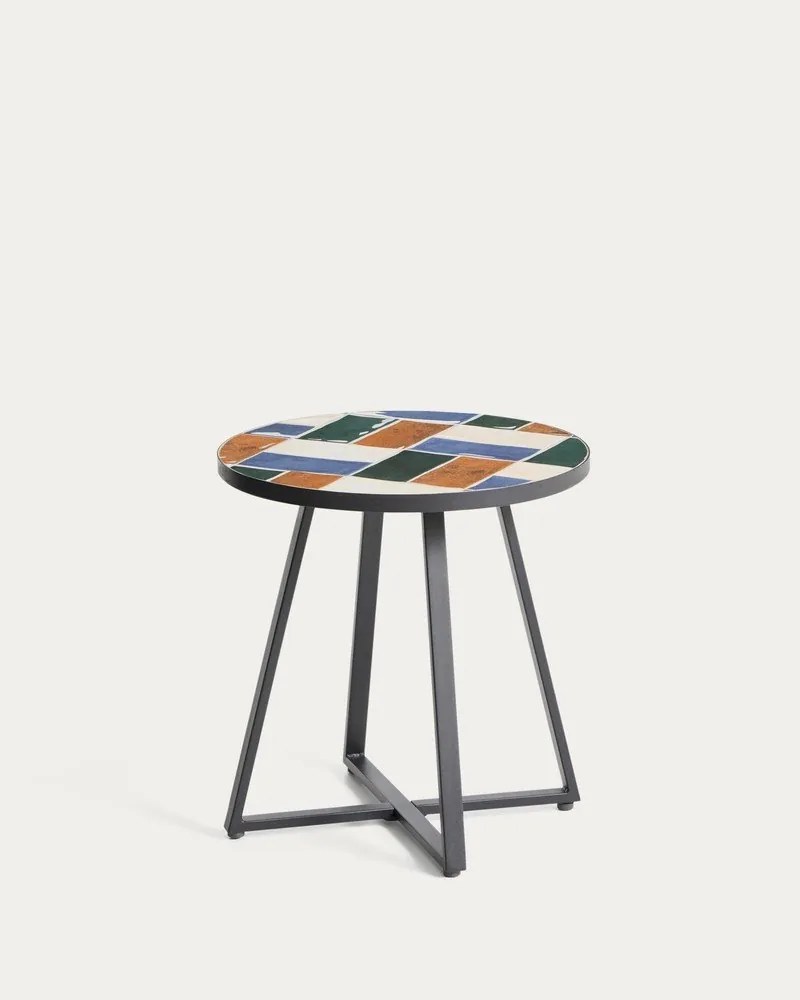 Kulatý zahradní stolek s keramickou deskou ø 45 cm Tella – Kave Home