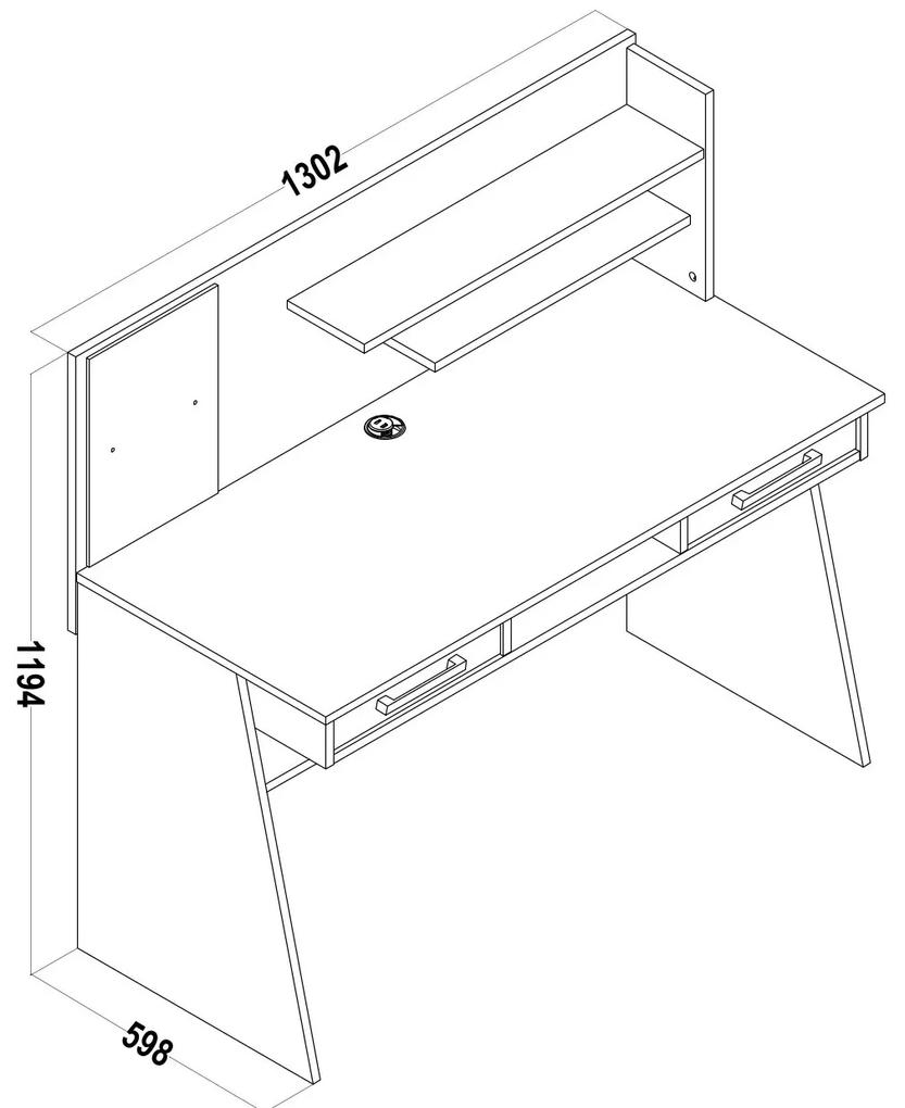 Víceúčelový pracovní stůl Falko - dub rebap/bronz