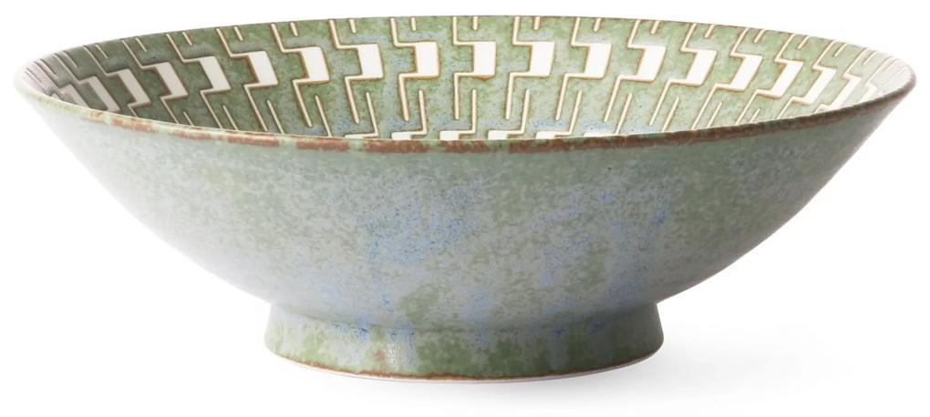 HK living Kameninová salátová mísa Kyoto, zelená barva, keramika