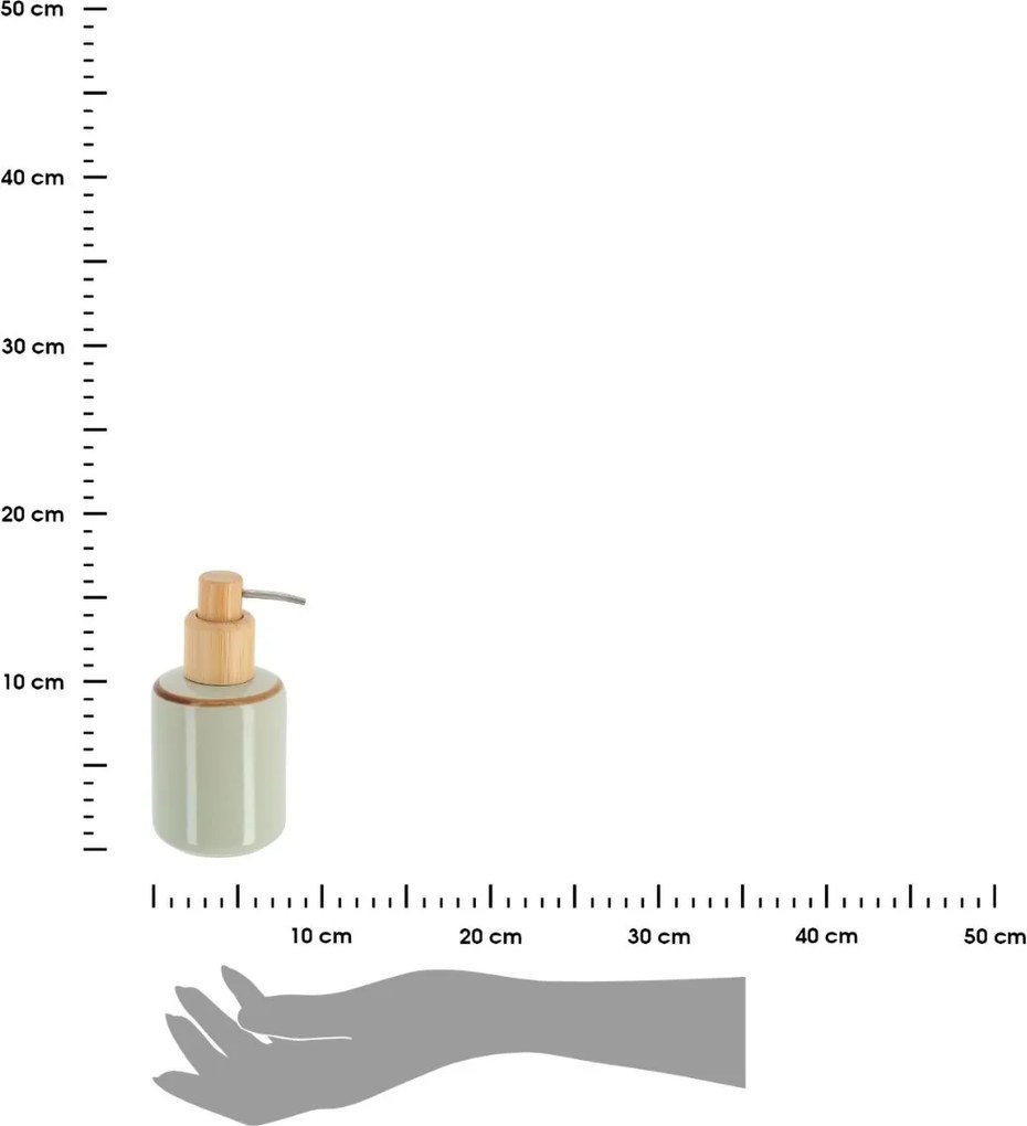 Dávkovač mýdla Elva, zelená/s dřevěnými prvky, 300 ml