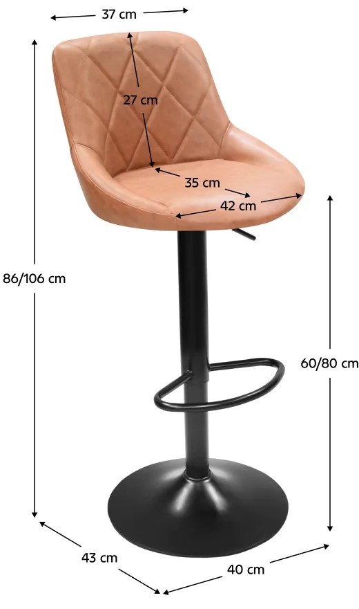 Kondela Barová židle, koňaková/černá, TERKAN NEW