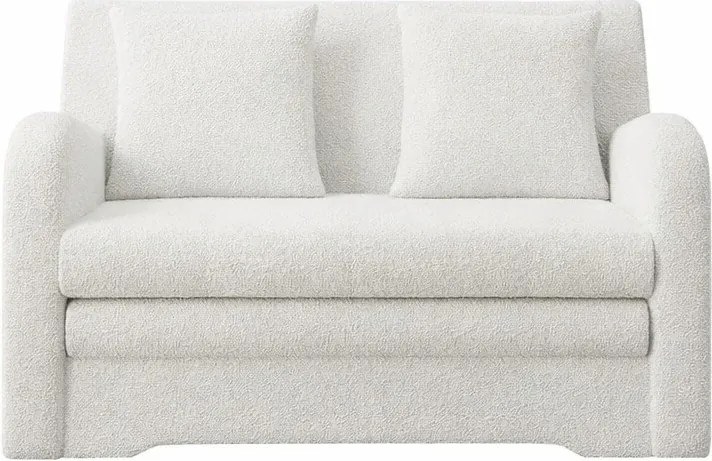Bílá rozkládací/s úložným prostorem pohovka z textilie bouclé 130 cm Ario - II. jakost – ELTAP