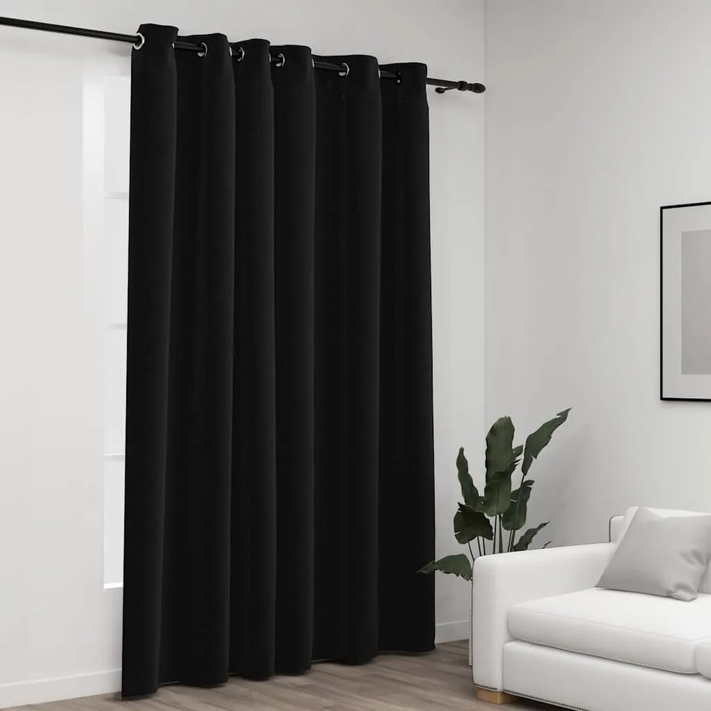 Zatemňovací závěs s kroužky vzhled lnu antracitová 290x245 cm 321163
