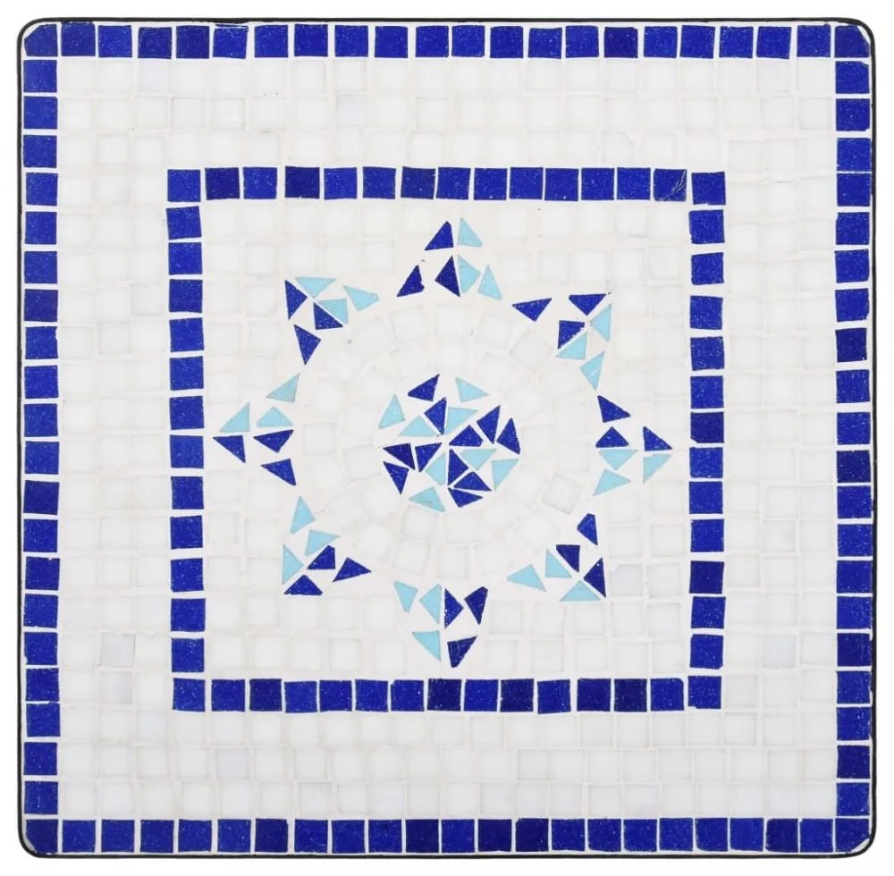 Mozaikový bistro set 3 ks Dekorhome Bílá / modrá