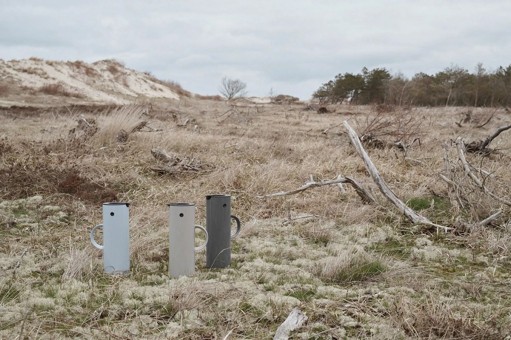 Stelton Vakuová termokonvice EM77 Cloud 1 l, modrá barva, šedá barva, sklo, kov, plast