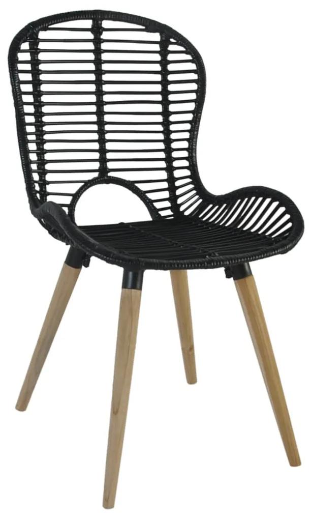 Jídelní židle 4 ks černé přírodní ratan - Default Title