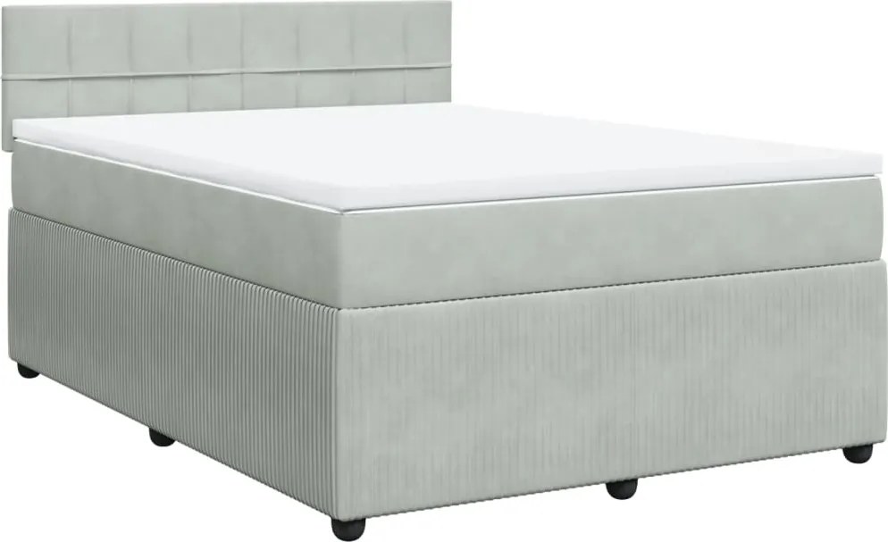 Box spring postel s matrací světle šedá 160x200 cm samet 3290082
