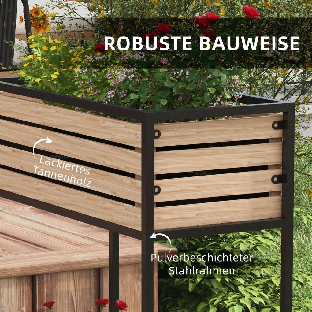 Dvoustupňový vyvýšený záhon Outsunny, 2-vrstvý květináč s policí, zdvižený zeleninový záhon s fleece výstelkou, bylinkový záhon pro zahradu a balkon,…