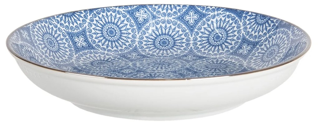 Hluboký talíř s modrým květinovým ornamentem BlueSnow - Ø 20*4 cm