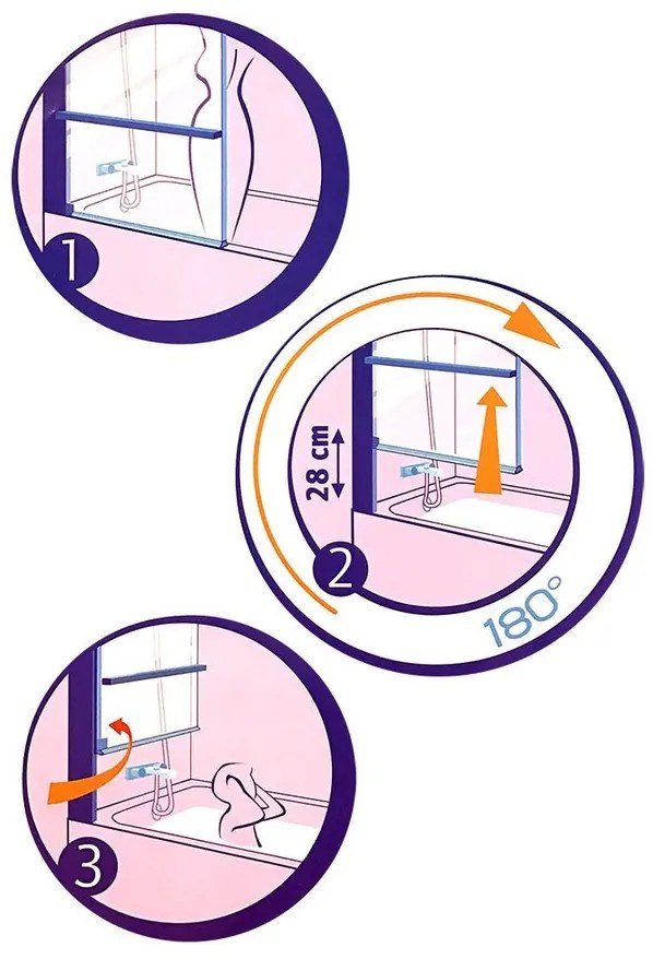 Polysan, RIONI pneumatická vanová zástěna 710 mm, stříbrný rám, čiré sklo, 72915