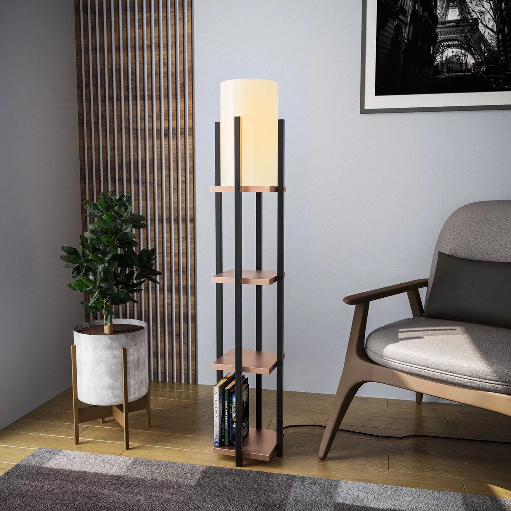 Stojací lampa Nora V černá/měděná