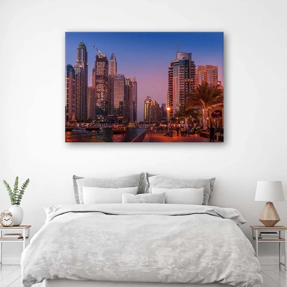 Obraz na plátně Noci v Dubaji City - 120x80 cm