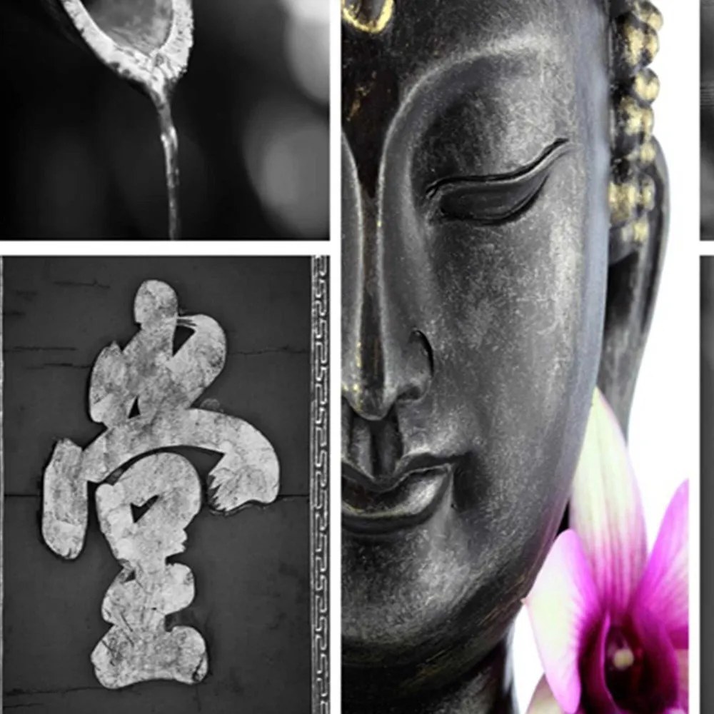 Ozdobný paraván Buddha Zen Květiny - 180x170 cm, pětidílný, obustranný paraván 360°